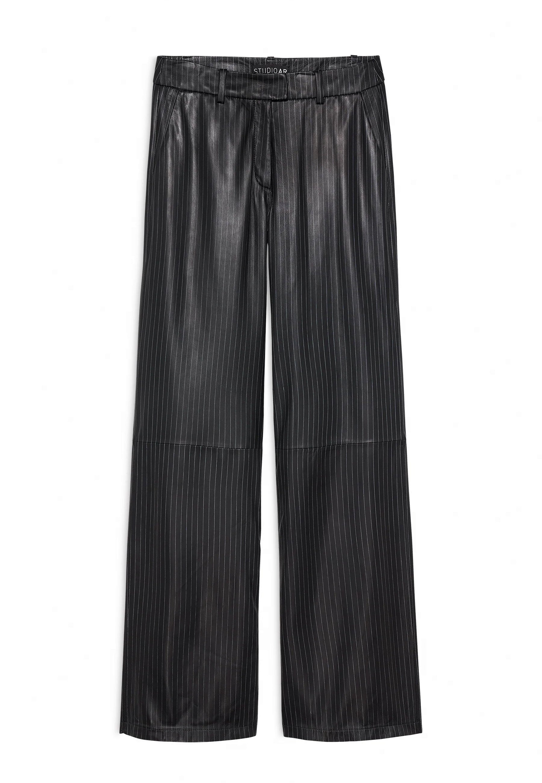 Studio AR | Myra Leather Pants | Pinstripe